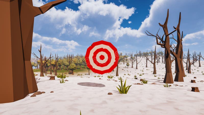 A Red and White Target with Decorative Natural Elements in Low Poly 3d ...
