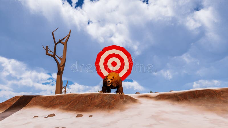 A Red and White Target with Decorative Natural Elements in Low Poly 3d ...