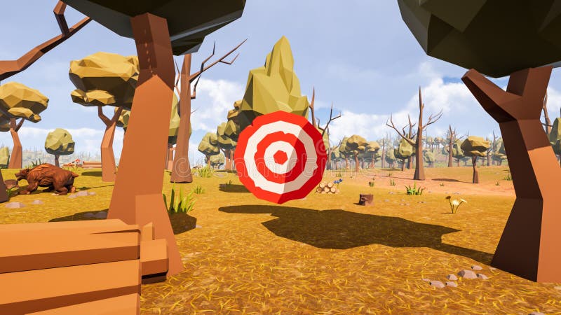 A Red and White Target with Decorative Natural Elements in Low Poly 3d ...