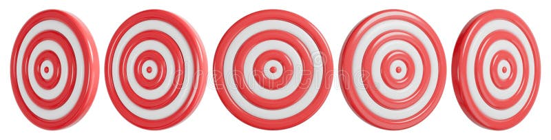 Red and White Target in Different Angles. Isolated Cartoon Dart Board ...