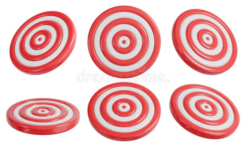 Red and White Target in Different Angles. Isolated Empty Dart Board. 3D ...