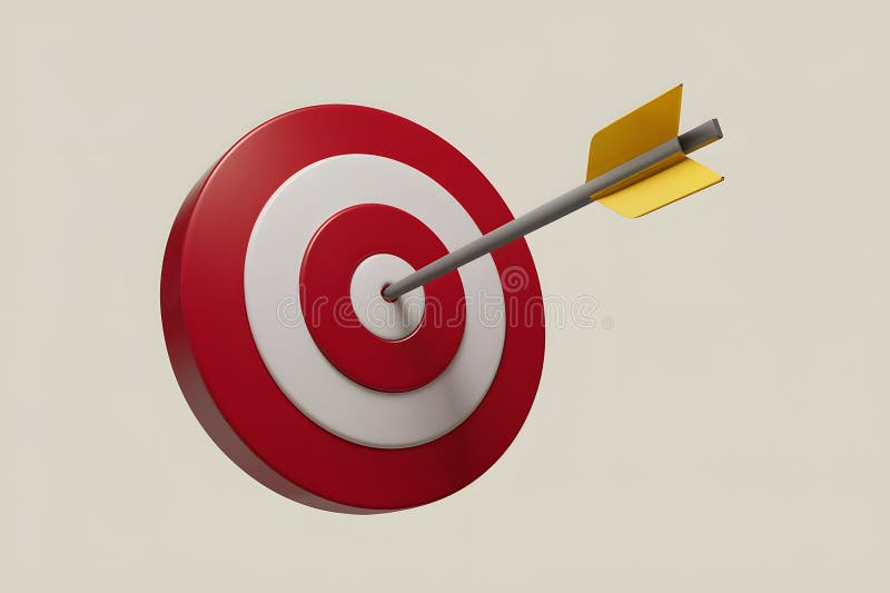 Red and White Target with Yellow Arrow and Gray Shaft Piercing Center ...