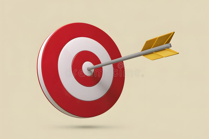 Red and White Target with Yellow Arrow and Gray Shaft Piercing Center ...