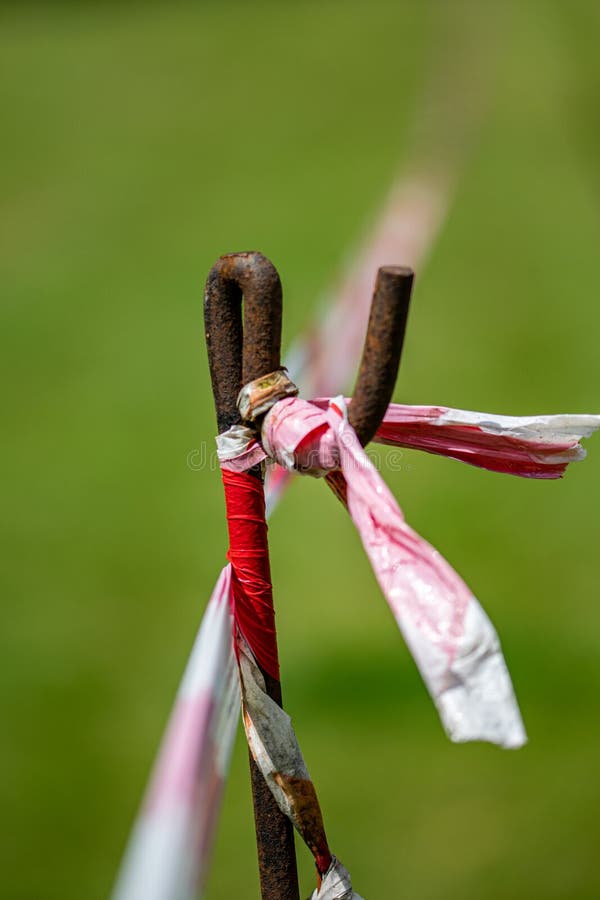 Red and White Temporary Perimeter Tape Stock Image - Image of barrier ...