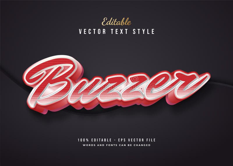 Red and White Text Style with Texture and Embossed Effect Stock Vector ...