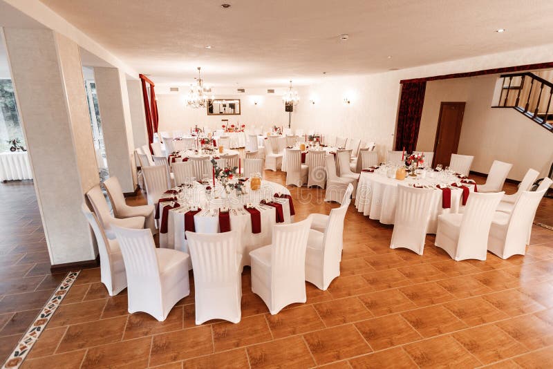 Red and White Theme Party Room Stock Photo - Image of dining, decor ...