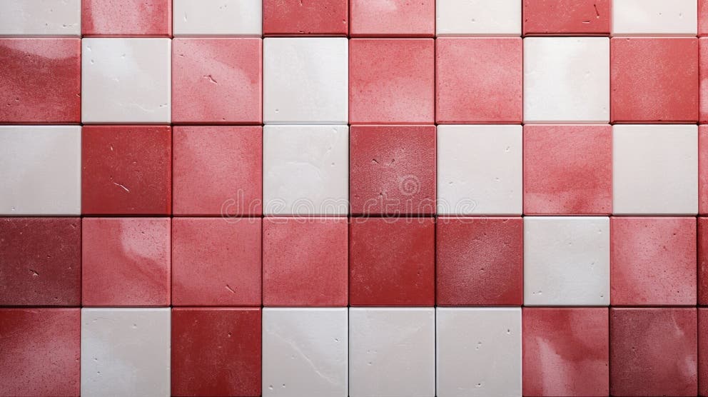 A Red and White Tile Pattern with a White Square in the Middle Stock ...