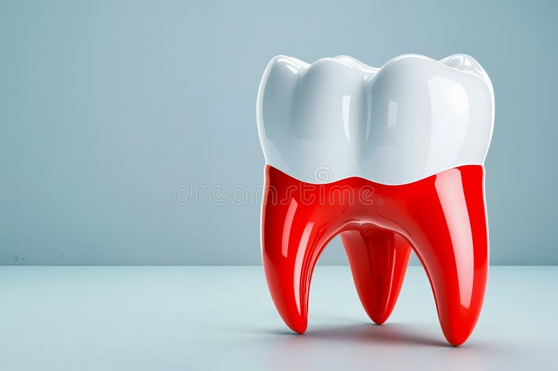A Red and White Tooth Sitting on Top of a Table Stock Illustration ...