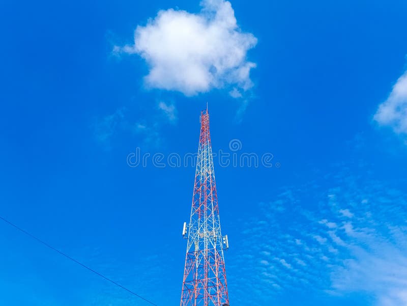 Red and White Towers and Clouds To Transmit Internet Signals Stock ...