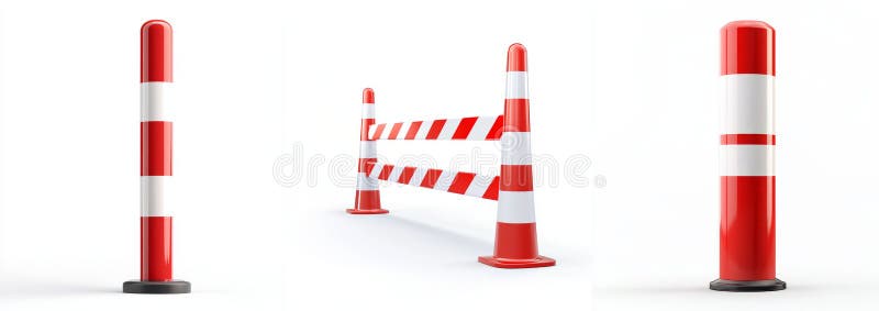 Red and White Traffic Bollards and Barriers for Road Safety and ...