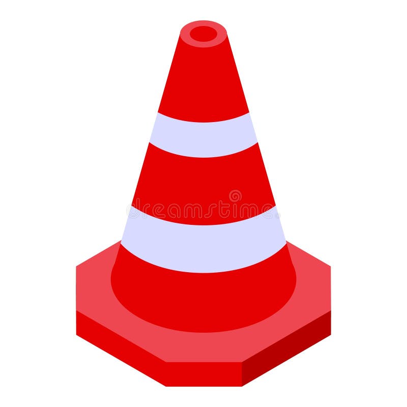 Red and White Traffic Cone Standing for Road Safety Isometric View ...