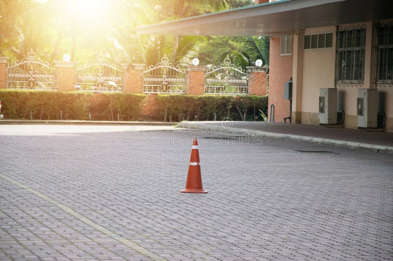Red White Traffic Cones Placed Ground Stock Photos - Free & Royalty ...