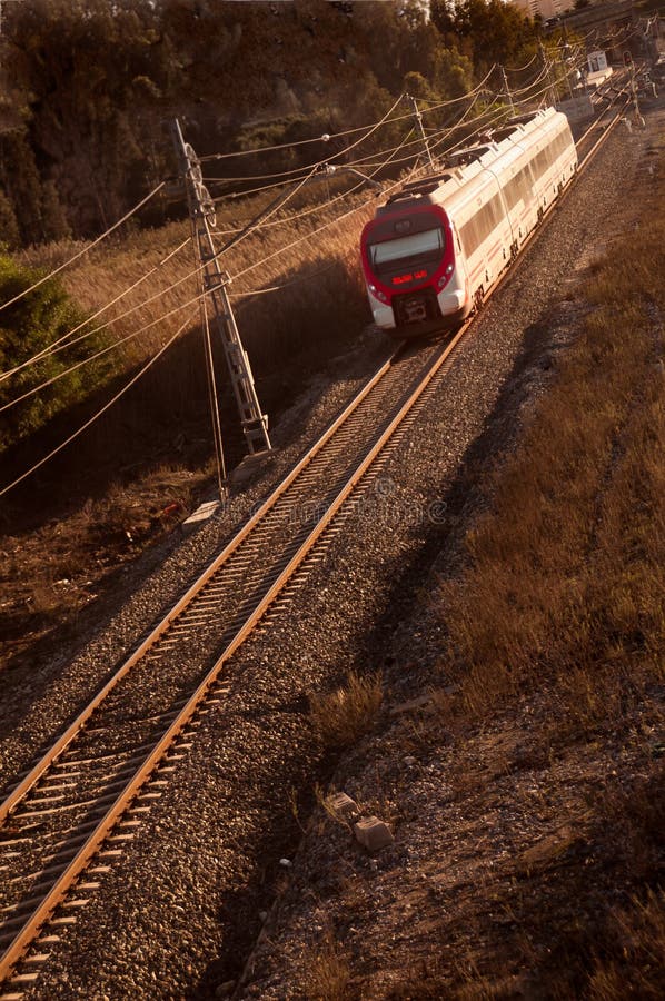 Red and white train stock image. Image of sleepers, railway - 27628891