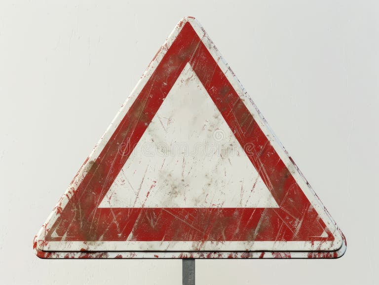 Red and White Triangle Sign on Metal Pole Stock Photo - Image of ...