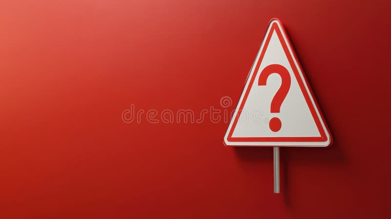 A Red and White Triangular Sign with a Question Mark Stock Illustration ...
