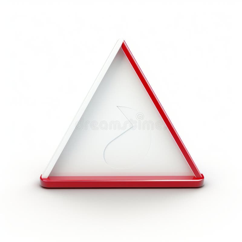 A Red and White Triangular Warning Sign on a White Background Stock ...