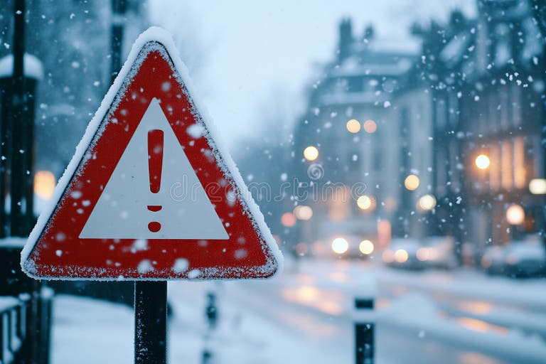 Triangular Snow Warning Sign Stock Illustrations – 186 Triangular Snow ...