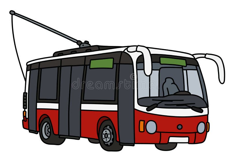 The Red and White Trolley Bus Stock Vector - Illustration of coach ...