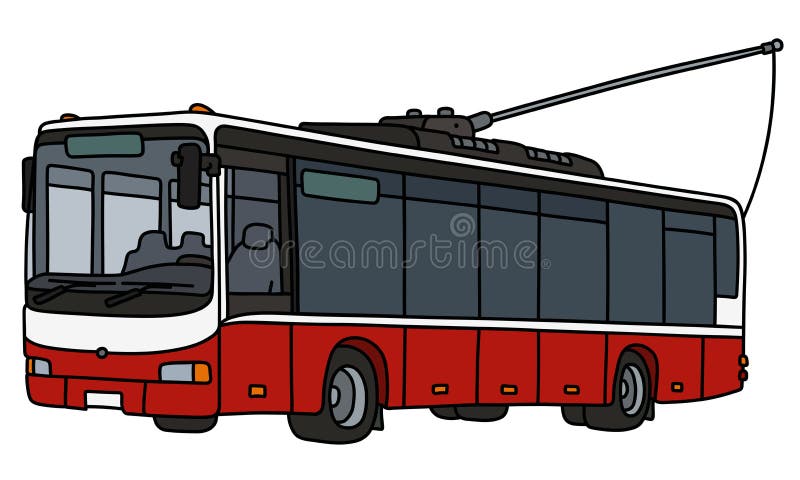 The Red and White Trolley Bus Stock Vector - Illustration of coach ...