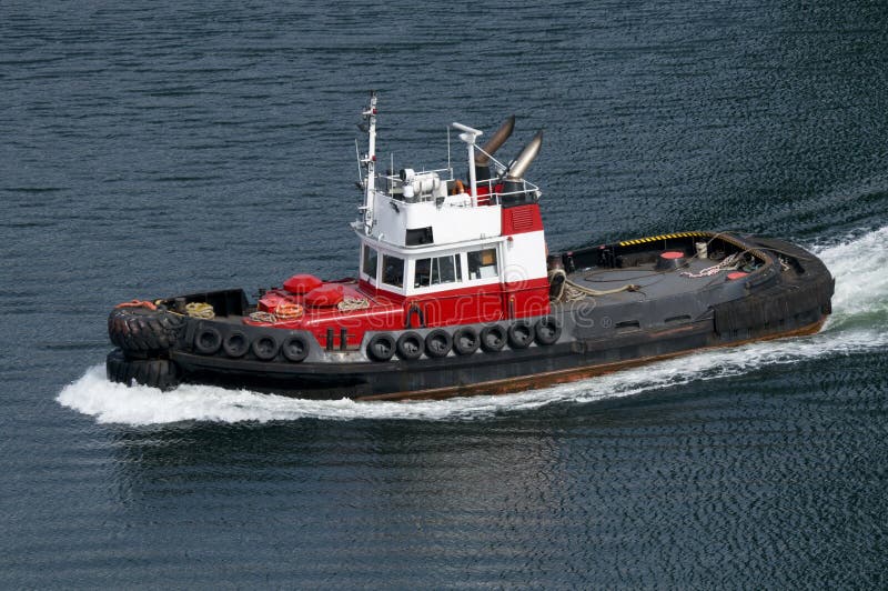 Red and White Tug stock image. Image of white, harbour - 11128545