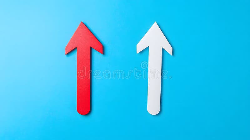 Red and White Up Arrows on Blue Background Growth Success Direction Stock Illustration ...