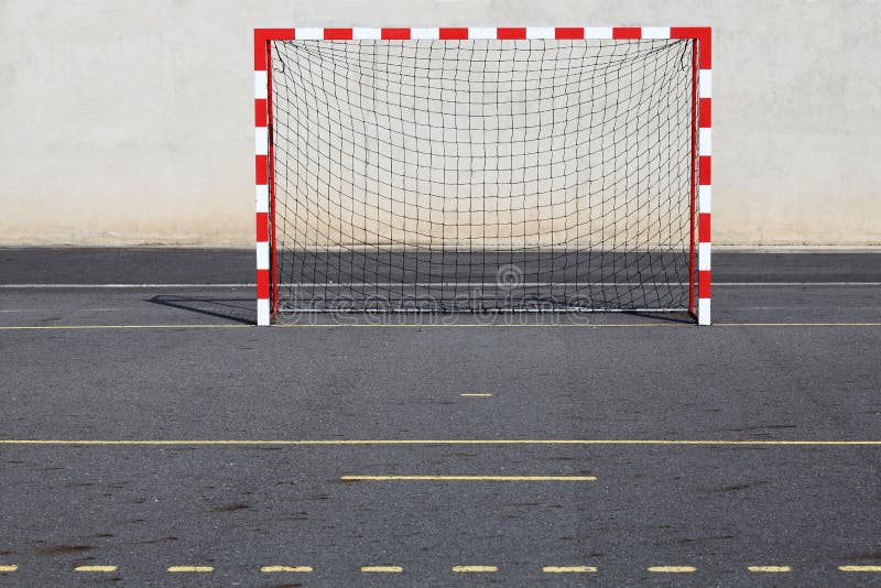 Red and White Urban Goalposts Stock Photo - Image of goalpost, wall ...