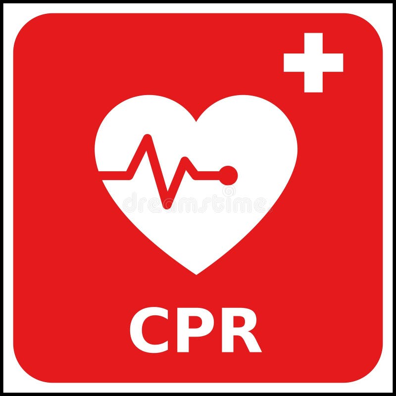 Red and White Vector Graphic of a CPR AED Indicating a Defibrillator ...