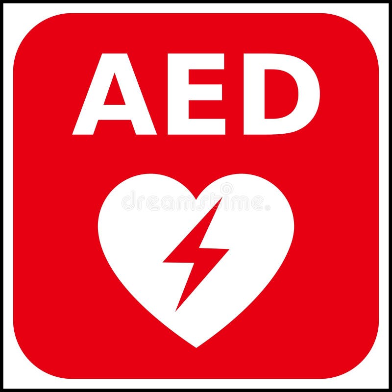 Red and White Vector Graphic of a CPR AED Indicating a Defibrillator ...