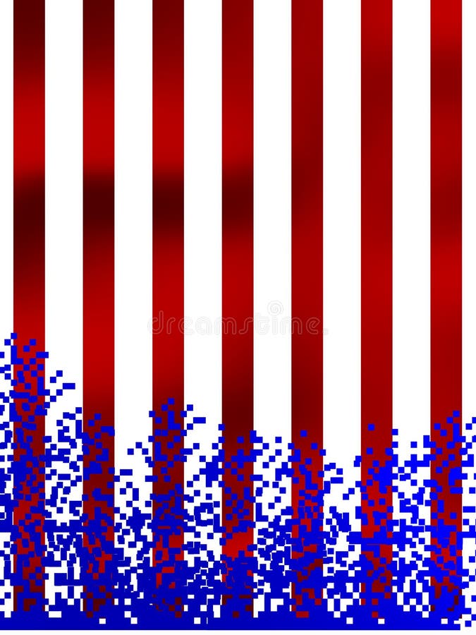 Red and White Vertical Stripes with Blue Pixels Stock Illustration ...