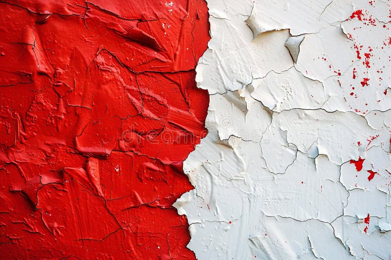 Red and White Wall Background with Texture, Painted with Red Paint on ...