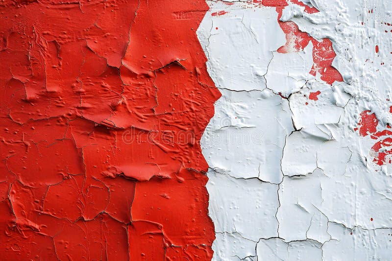 Red and White Wall Background with Texture, Painted with Red Paint on ...