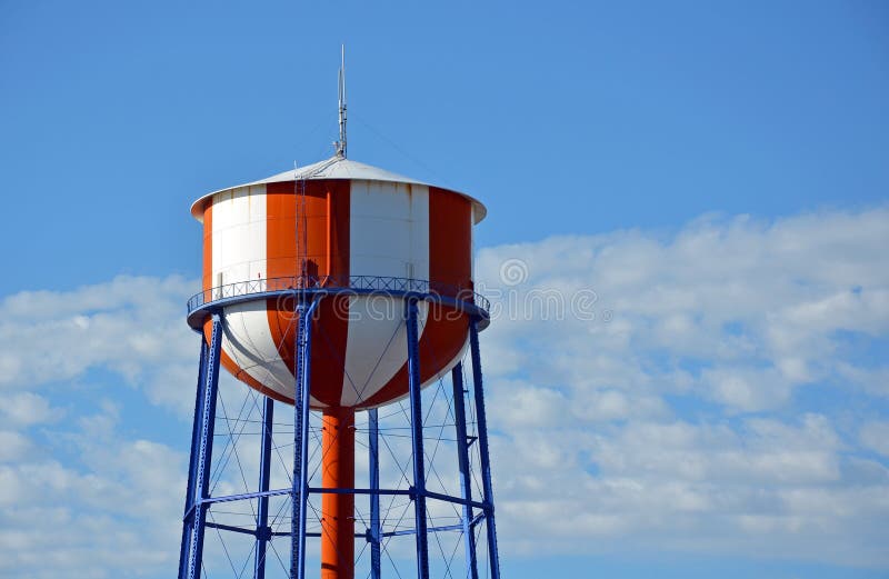Red and white water tower stock photo. Image of farming - 32382752