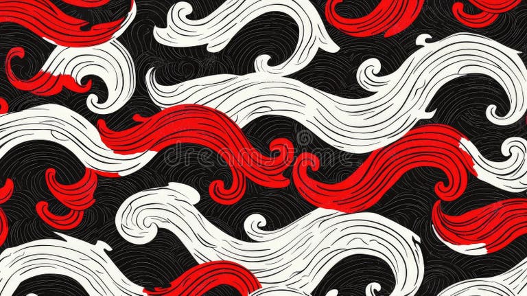 Red and White Wave Pattern Abstract Seamless Design Stock Illustration ...