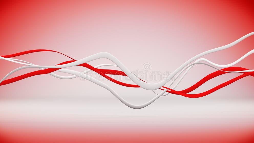 Red and White Wavy Lines 3D Render Stock Illustration - Illustration of ...