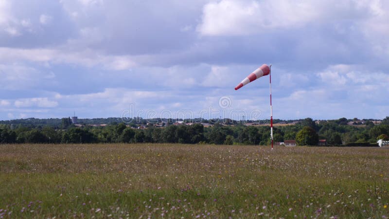 Red and White Windsock on Airfield Stock Footage - Video of aviation ...