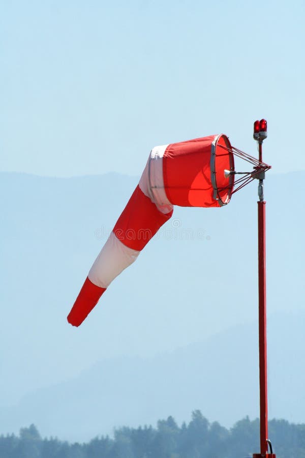 Red-white Windsock at Airport Stock Image - Image of flying, airport ...