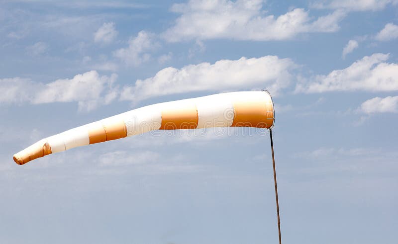 Red-white Windsock Indicating Wind with Blue Sky Stock Photo - Image of ...