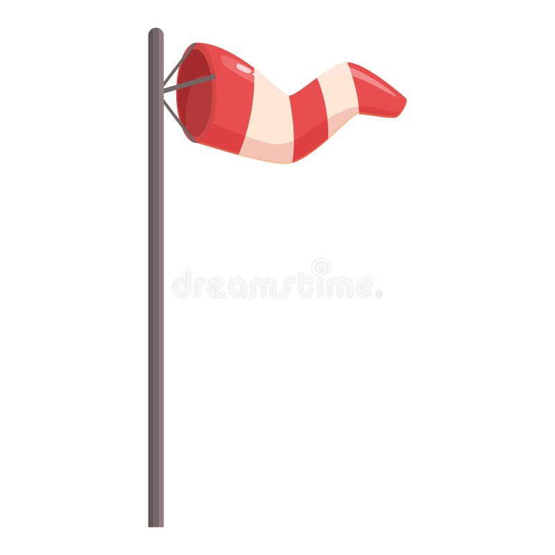 Red and White Windsock Inflated by the Wind, Indicating Wind Direction ...