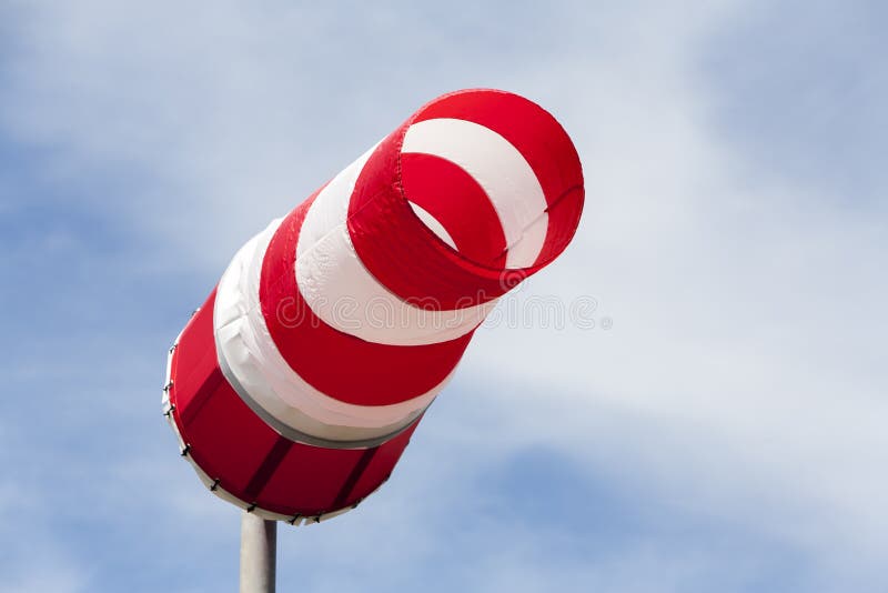 Red and white windsock stock photo. Image of safety, windy - 73266486