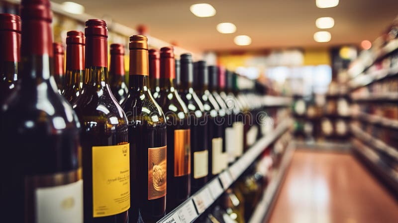 Red and White Wine in Bottles in Wine Shop. Generative AI Stock ...