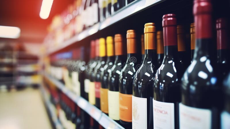 Red and White Wine in Bottles in Wine Shop. Generative AI Stock ...