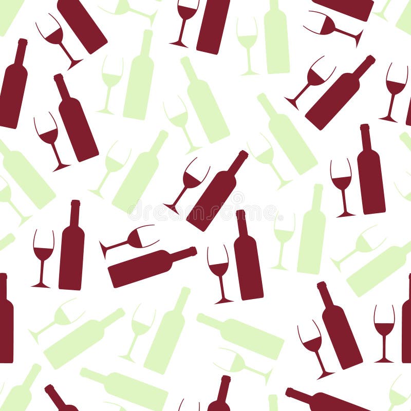 Red and White Wine Glasses and Bottle Seamless Pattern Stock Vector ...