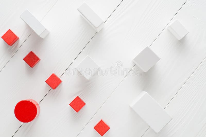 Red and White Wooden Blocks on White Wooden Background Stock Photo ...