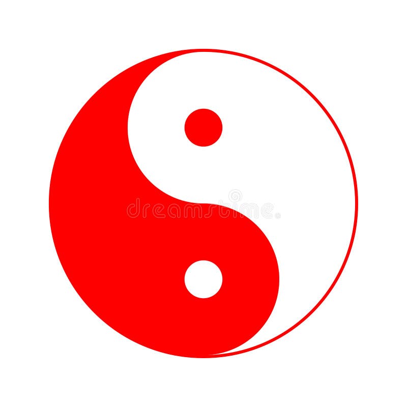 Red and White Yin Yang Vector Art with a White Background. Stock Vector ...
