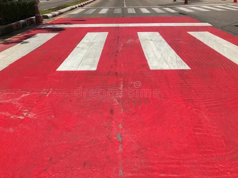Red White Zebra of the Crosswalk Stock Image - Image of runner ...