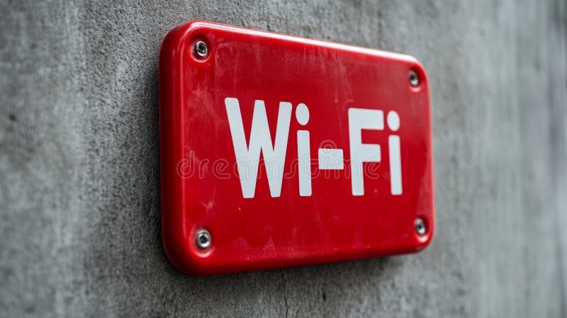 Red Wi Fi Sign Concrete Wall Stock Photos - Free & Royalty-Free Stock ...