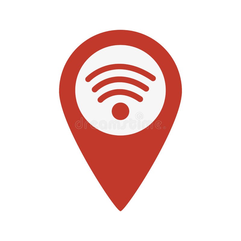 Red Wifi Connection Map Pointer Stock Illustration - Illustration of ...
