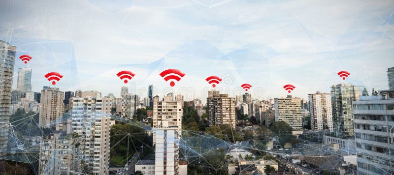 Composite Image of Red Wifi Symbol Stock Illustration - Illustration of ...
