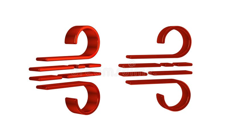 Red Wind Icon Isolated on Transparent Background. Windy Weather Stock ...