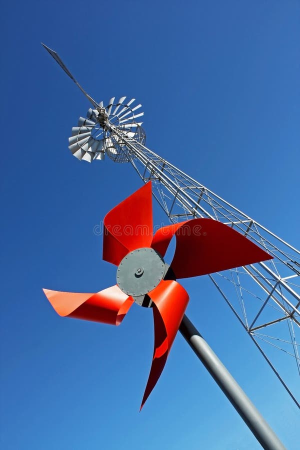 Red windmill stock photo. Image of closeup, agriculture - 12195296